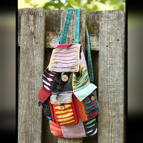 Bags | Stb12 Colorful Patchwork Backpack | Poshmark